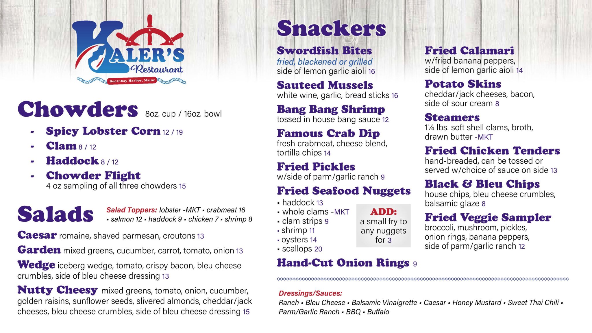Kaler's Restaurant - Fresh Local Seafood - Boothbay Harbor, Maine